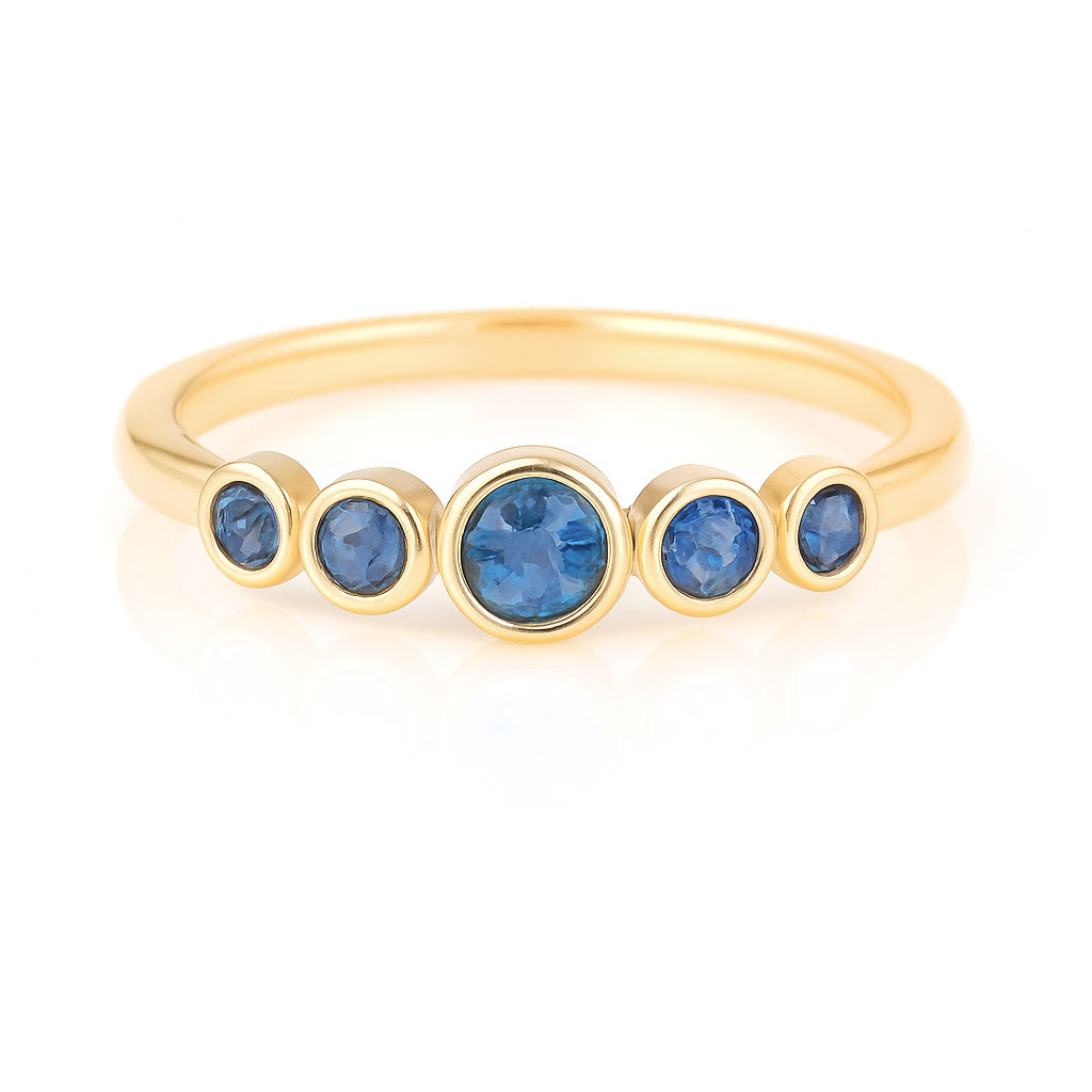 Fiona Band - Graduated Blue or White Sapphire Five Bezel Stacking Anni ...