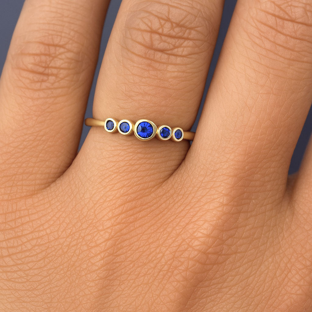 Fiona Band - Graduated Blue or White Sapphire Five Bezel Stacking Anni ...