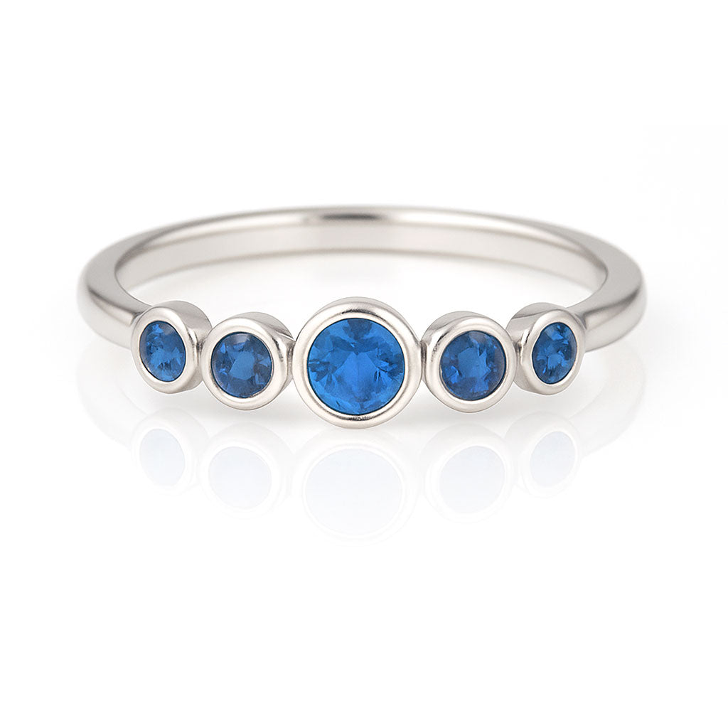 Fiona Band - Graduated Blue or White Sapphire Five Bezel Stacking Anni ...