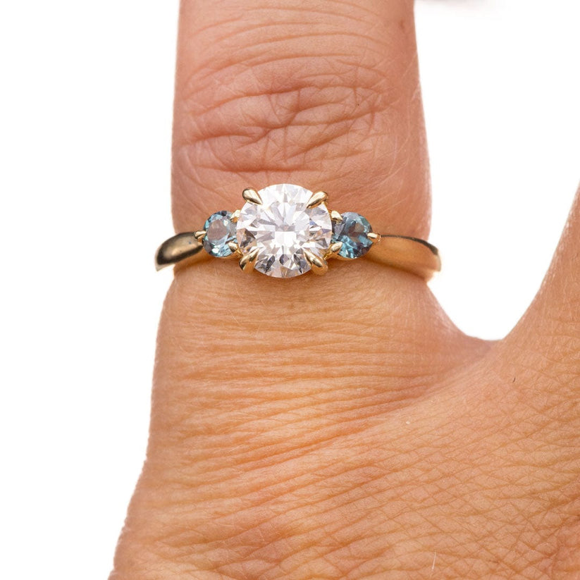 Tracy - Three Stone Diamond Prong Set Engagement Ring with Alexandrite ...