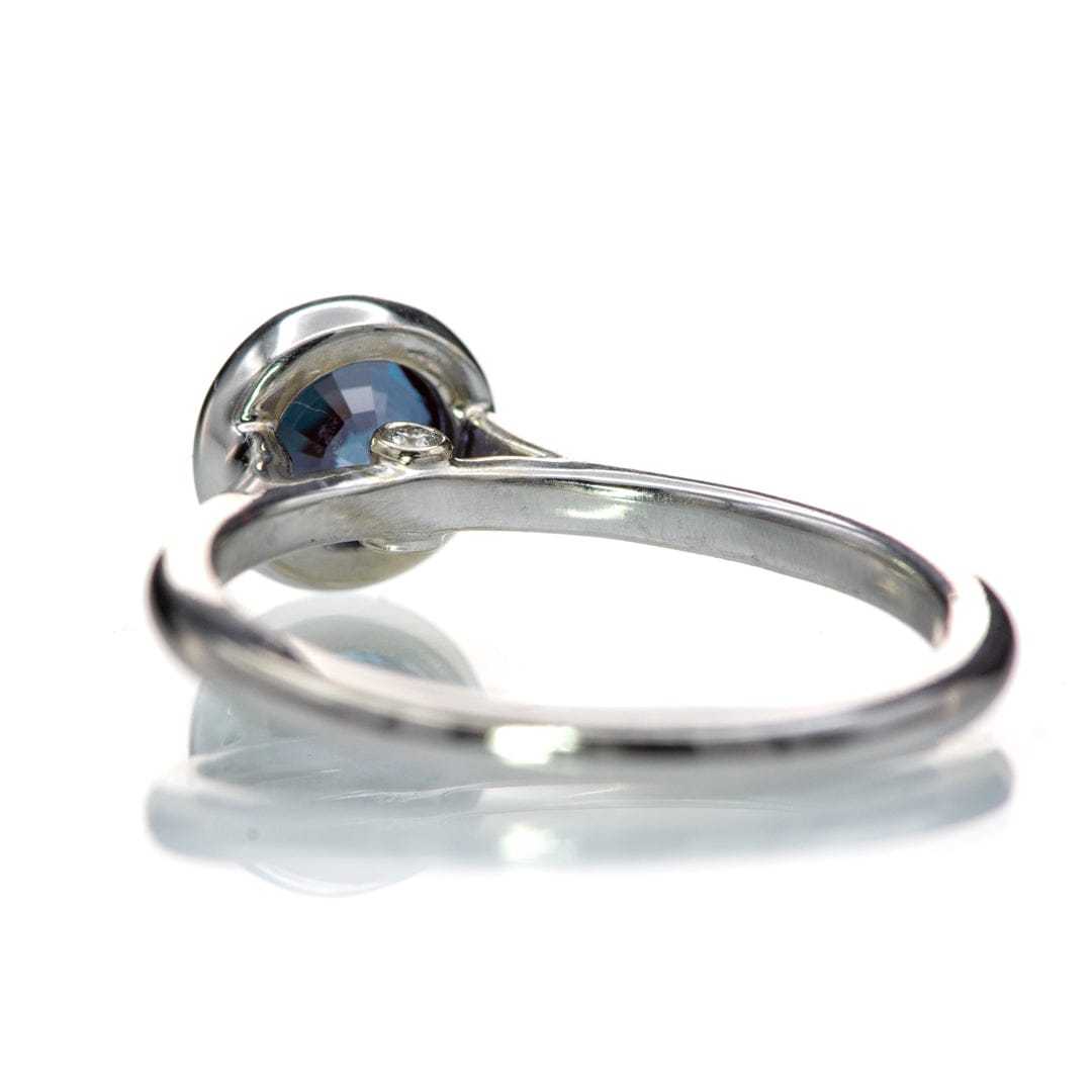 Round Alexandrite Bezel Set Accented Cathedral Odette Engagement Ring ...