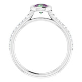 Round Alexandrite Bezel Set Diamond Accented Sonia Engagement Ring ...