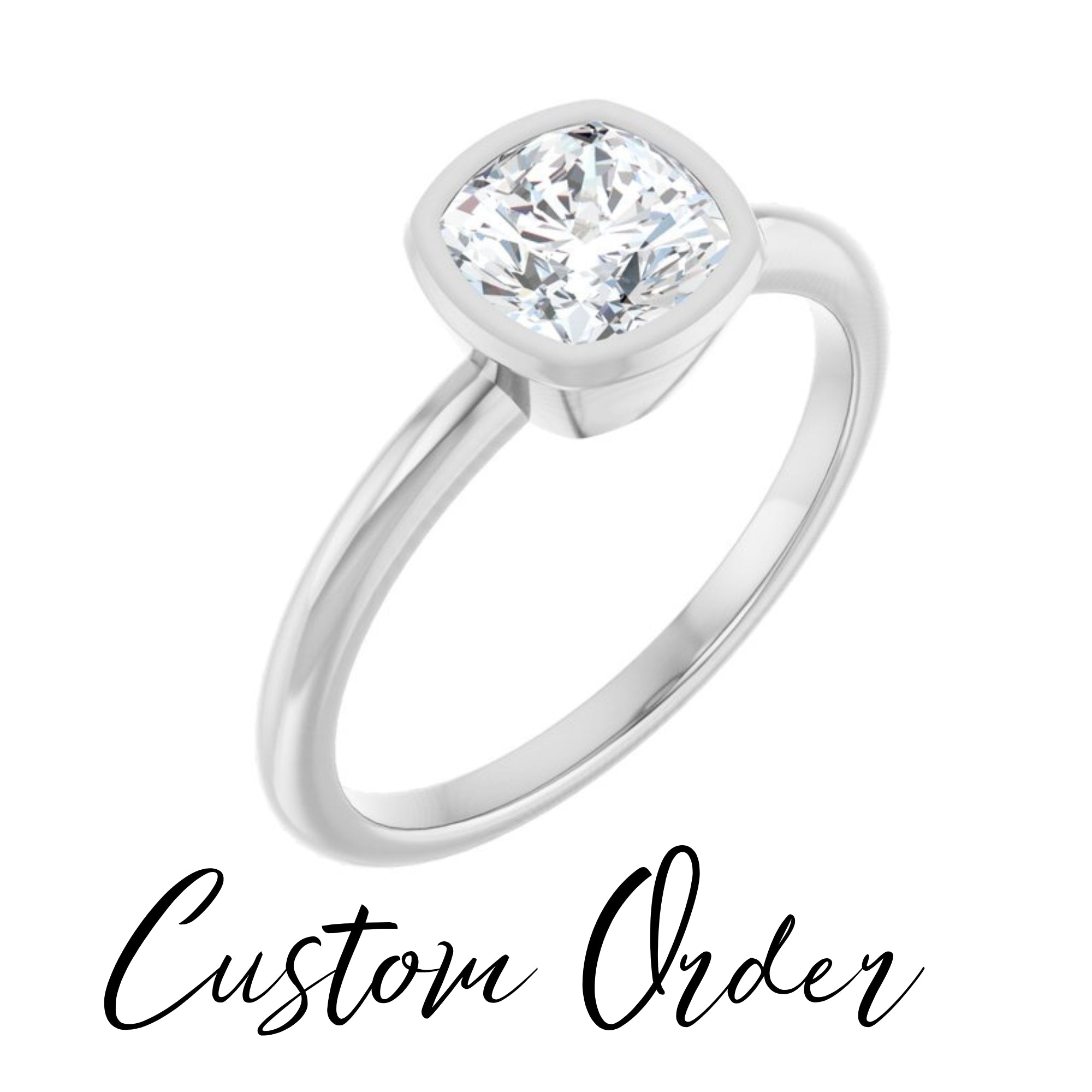 Custom Emma Bezel Engagement Ring with Cushion Cut Diamond – Nodeform