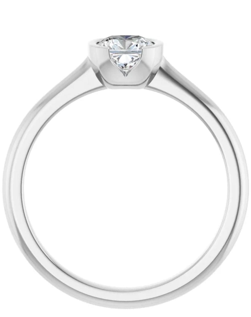 Cushion Moissanite Half Bezel Set Hannah Solitaire Engagement Ring ...
