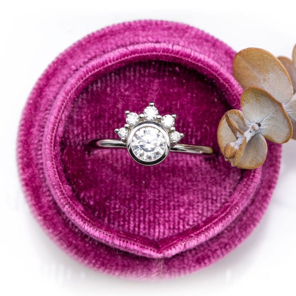 Juno - Bezel Set Round Lab Grown Diamond Engagement Ring with Half Hal ...