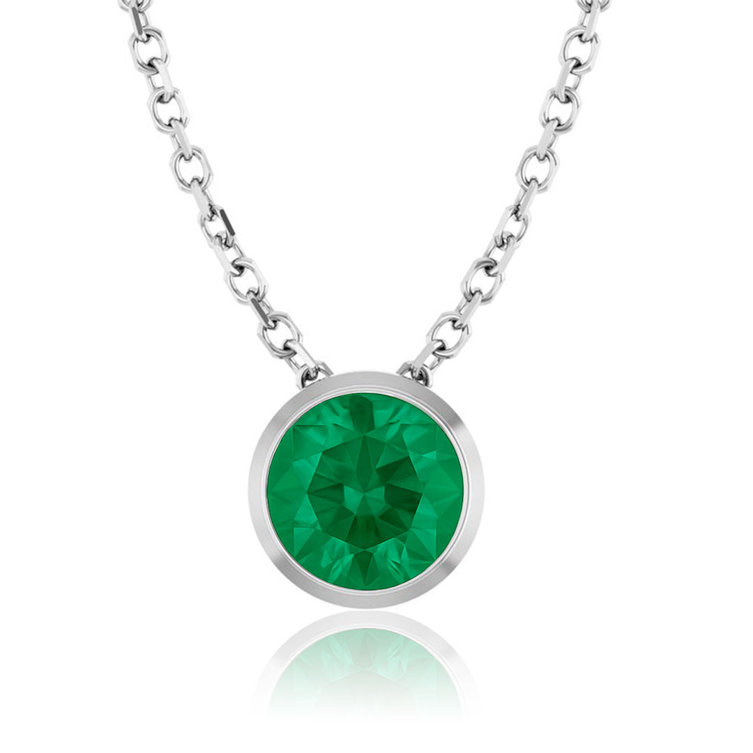 Modern Round Emerald Slide Pendant Necklace – Nodeform