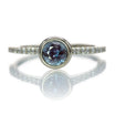 Round Alexandrite Bezel Set Diamond Accented Sonia Engagement Ring ...