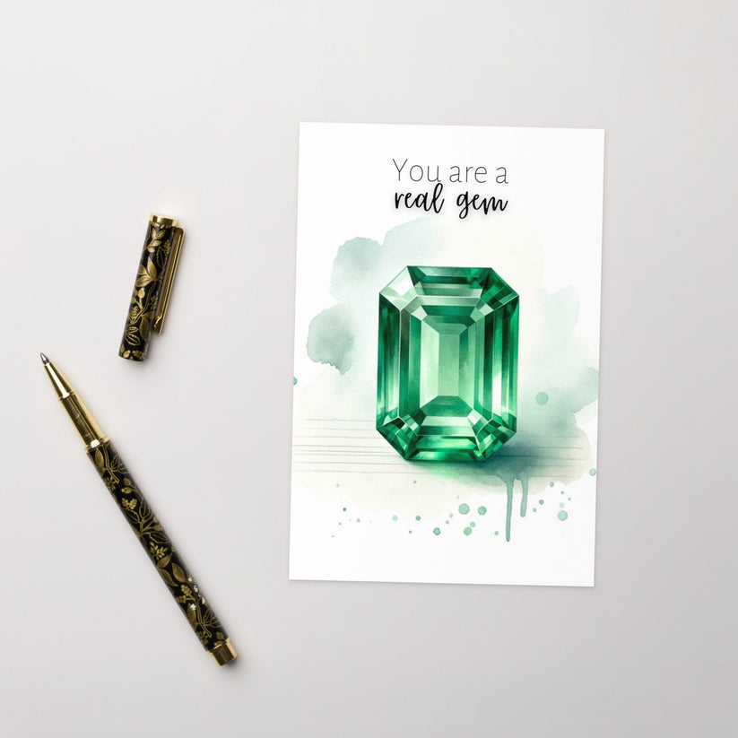You are a real Gem | Watercolor Emerald Folded Card – Nodeform