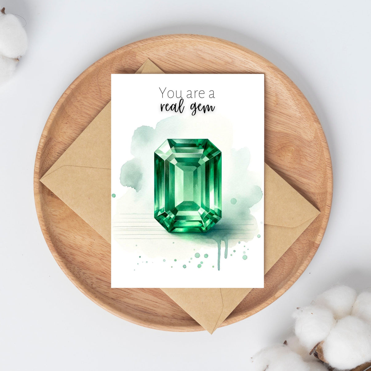 You are a real Gem | Watercolor Emerald Folded Card – Nodeform