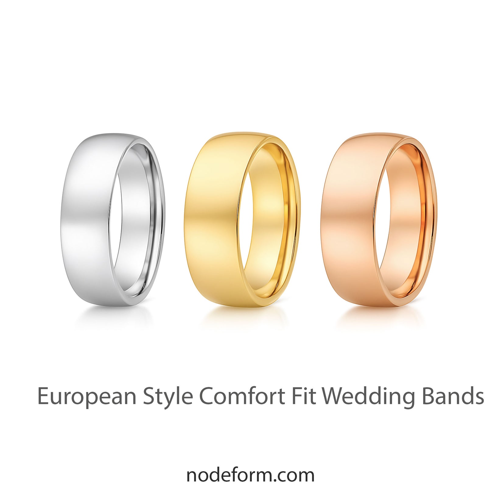 Men's Comfort Fit Classic European Style Slightly Domed Wedding Band ...