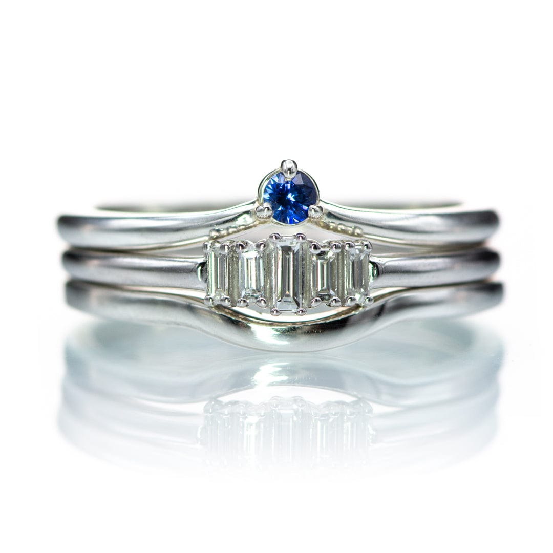 Velma Band - Blue Sapphire V-Shape Contoured Stacking Wedding Ring ...