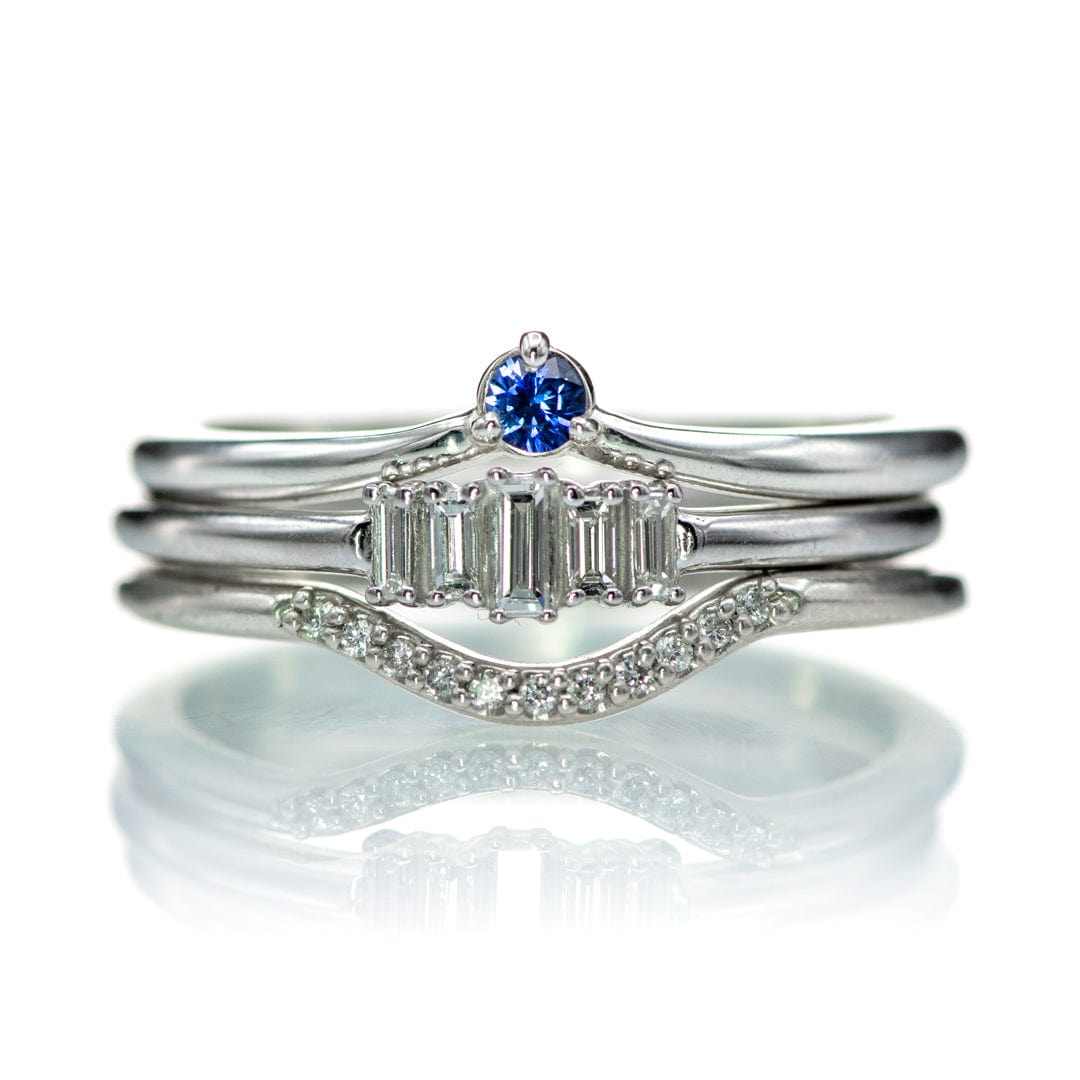 Velma Band - Blue Sapphire V-Shape Contoured Stacking Wedding Ring ...