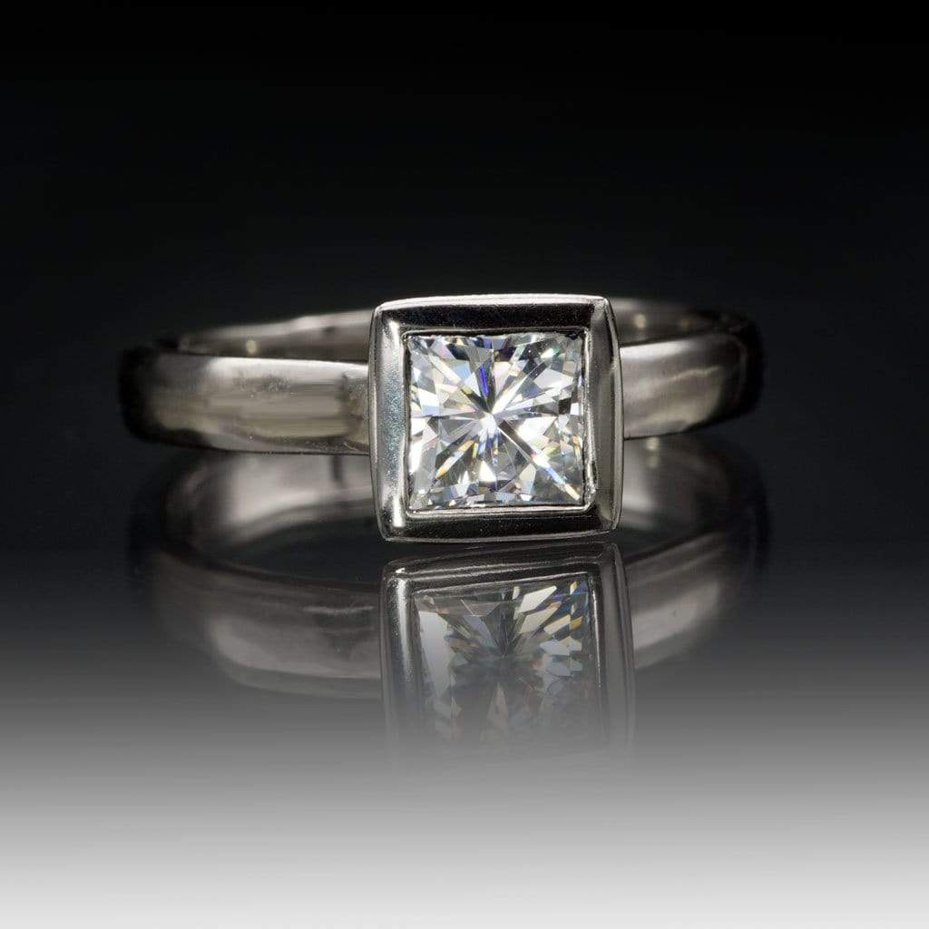 Princess Cut Moissanite Cutout Bezel Solitaire Engagement Ring – Nodeform
