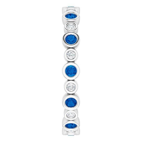 Bree Anniversary Band - Bezel Set Lab Created Diamond & Blue Sapphire ...