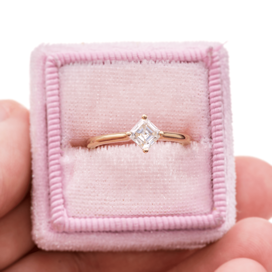 Asscher Cut Moissanite Compass Prong Set Cora Solitaire Engagement Rin ...
