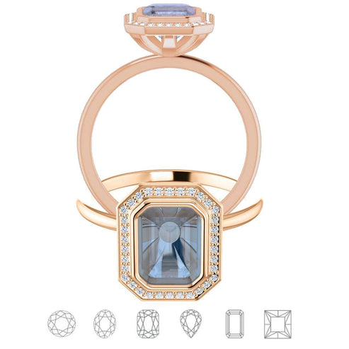 Hale Ring - Bezel Set Engagement Ring with Diamond Halo- Setting only ...