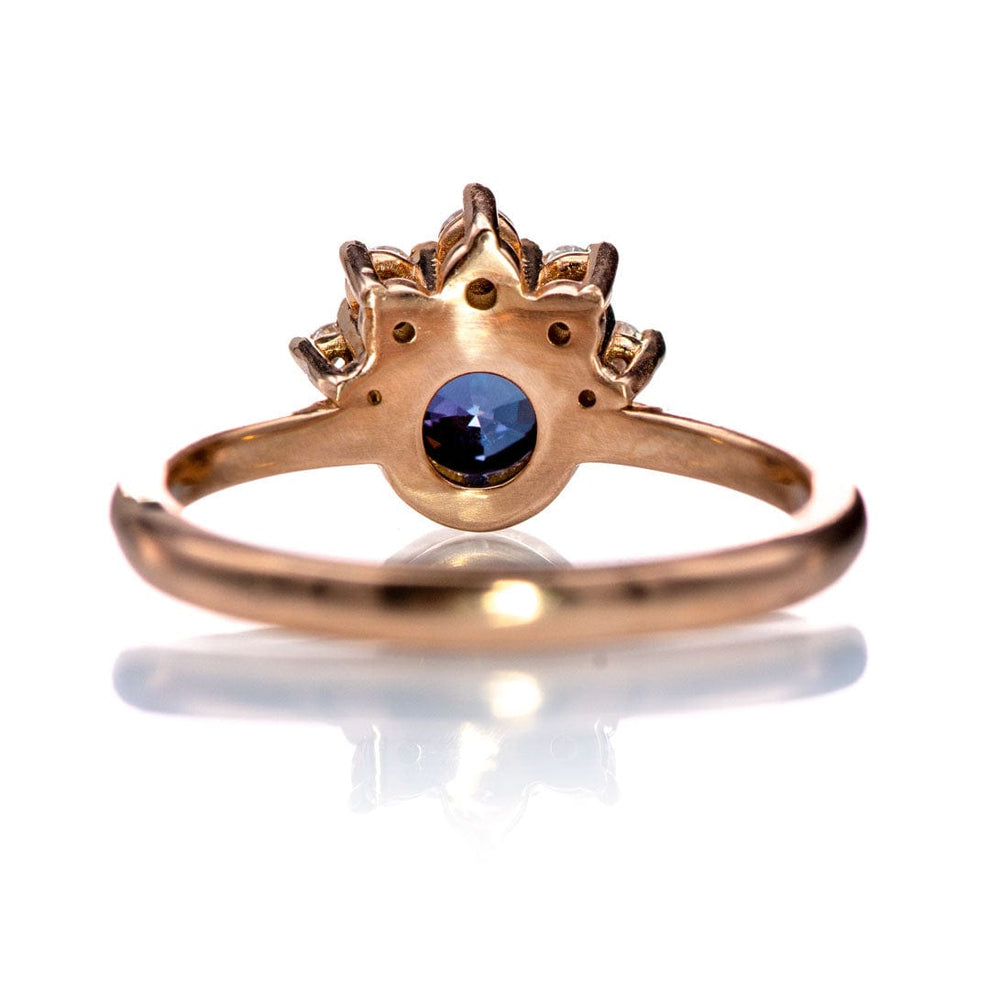 Juno - Bezel Set Round Alexandrite Engagement Ring with Diamond Half H ...