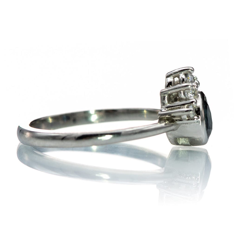 Juno - Bezel Set Round Blue Sapphire Engagement Ring with Half Halo ...