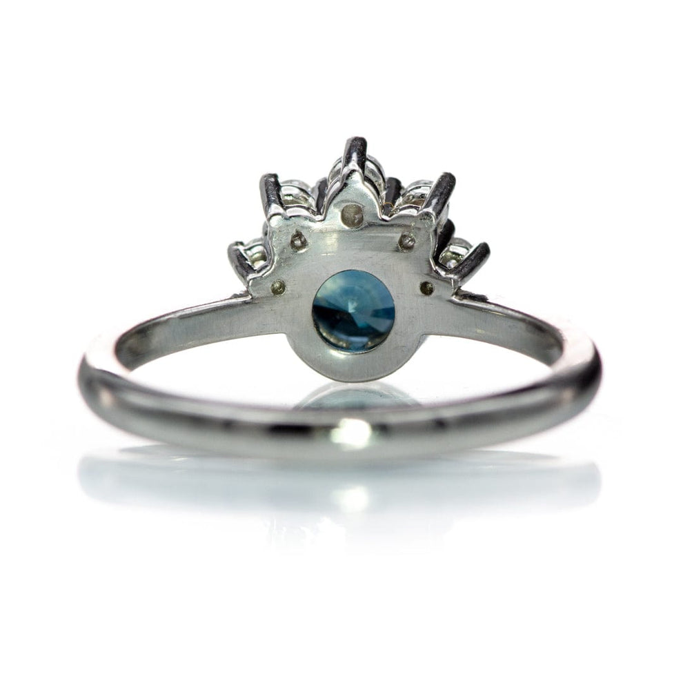 Juno - Bezel Set Round Blue Sapphire Engagement Ring with Half Halo ...