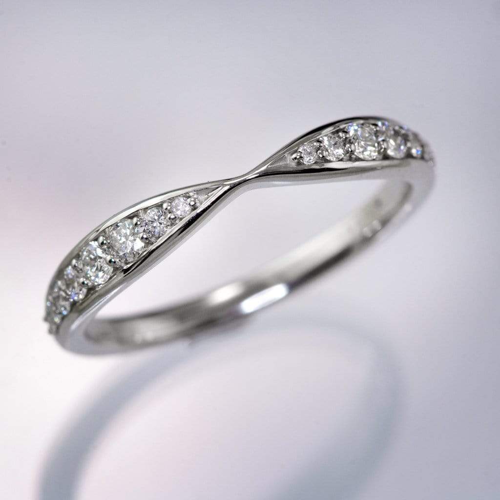 Pippa Band - Pinched Contoured Wedding Ring Graduated Diamond, Moissan ...