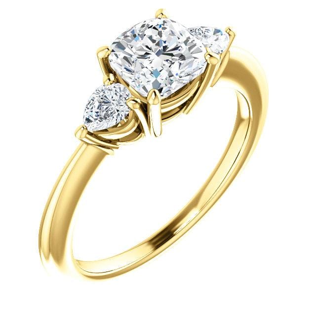 Tressa - Three Stone Prong Set Engagement Ring with Pear-shaped Side S ...