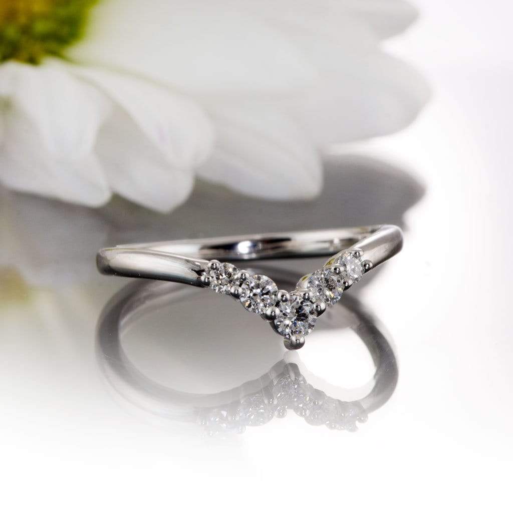 Phoebe Band -Graduated Diamond or Sapphire V-Shape Contoured Stacking ...
