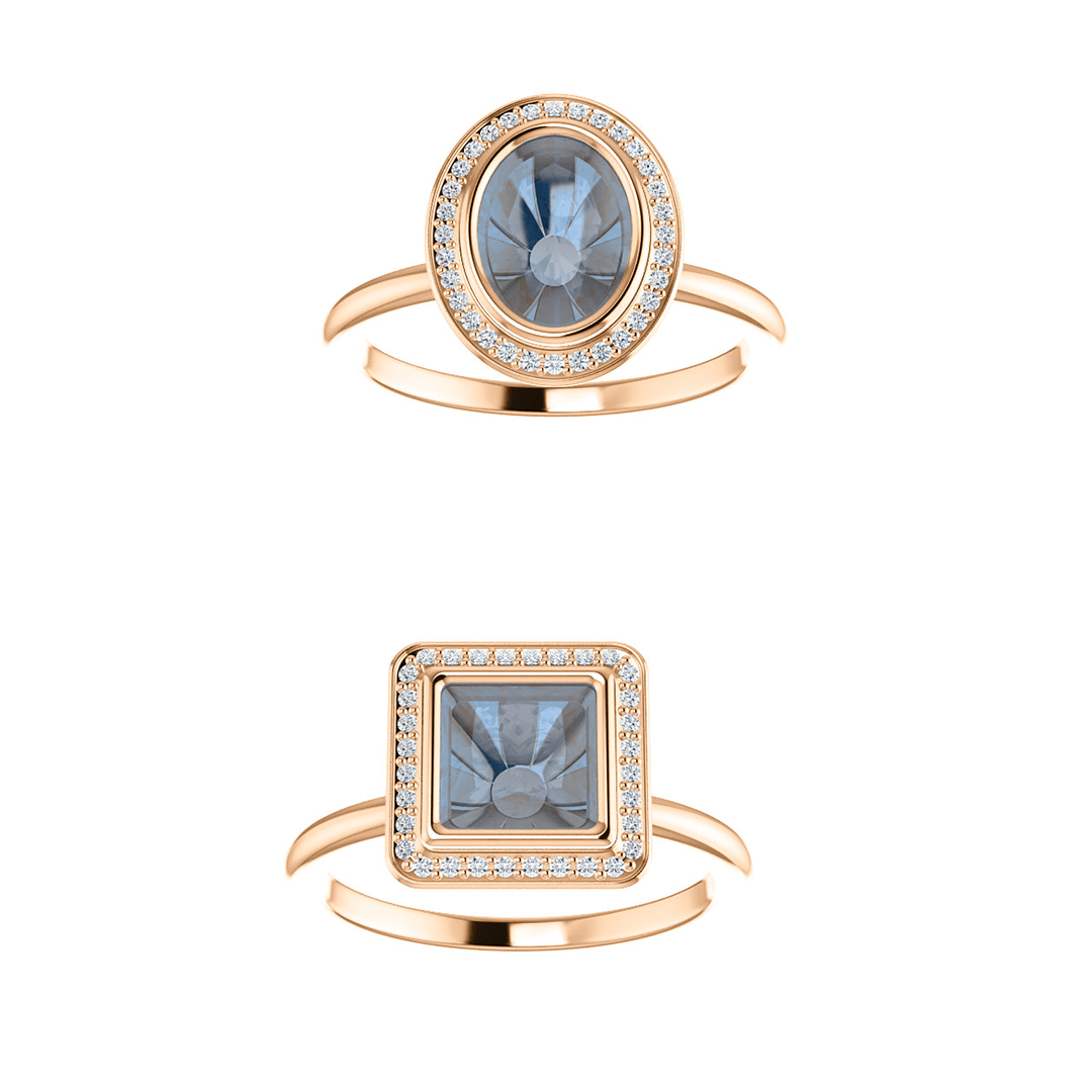 Hale Ring - Bezel Set Engagement Ring with Diamond Halo- Setting only ...