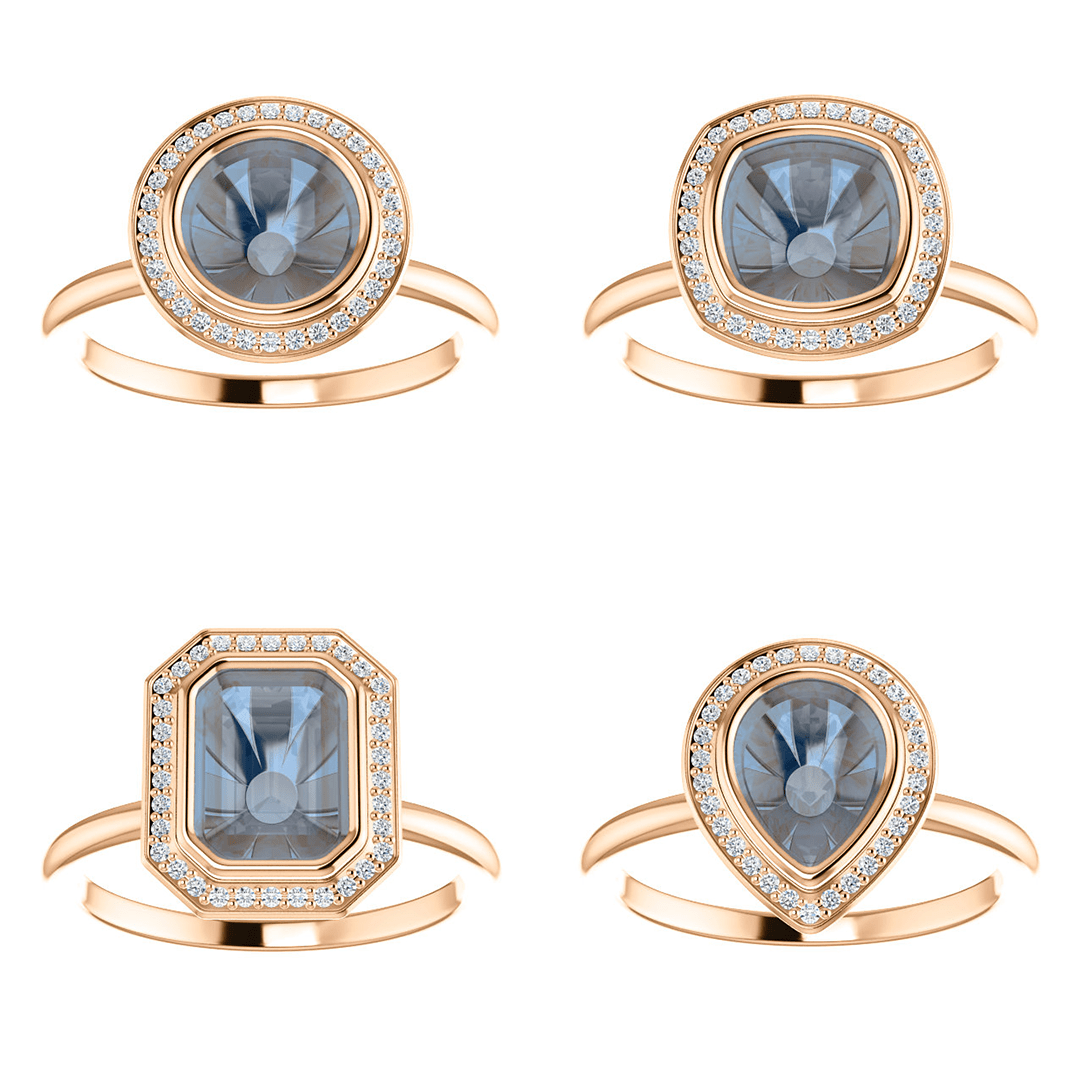 Hale Ring - Bezel Set Engagement Ring with Diamond Halo- Setting only ...