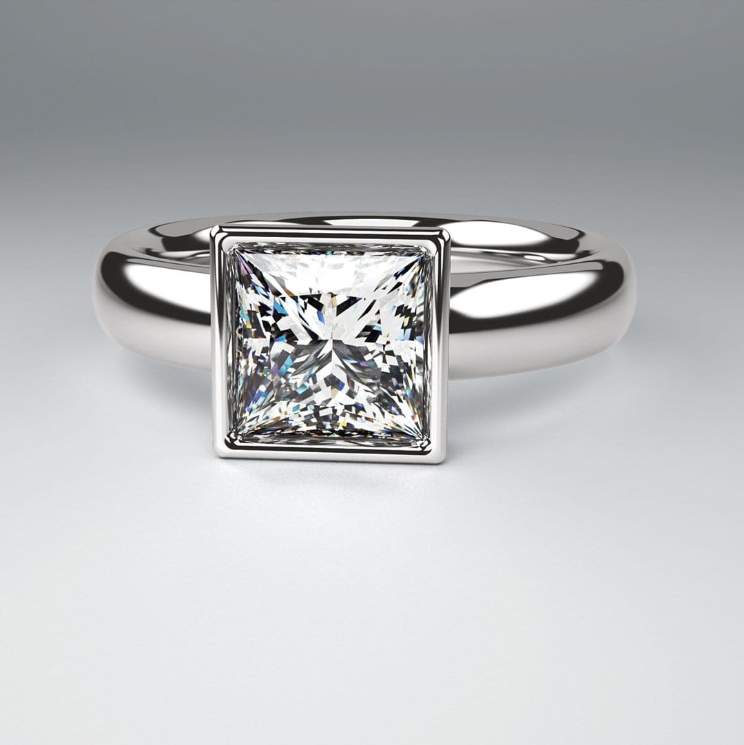 Princess Cut Moissanite Cutout Bezel Solitaire Engagement Ring – Nodeform