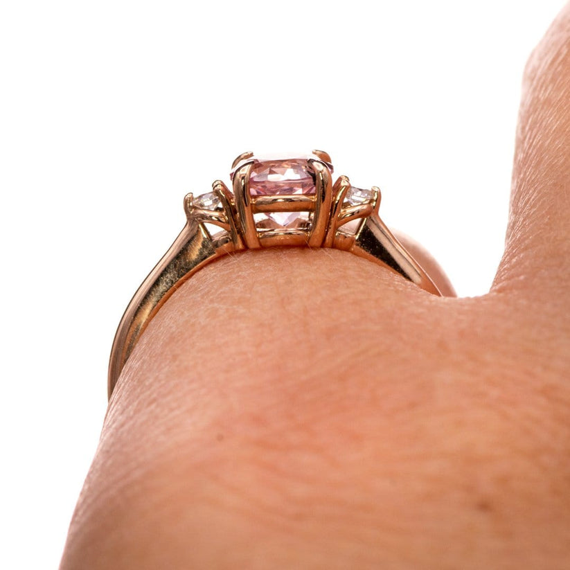 Tess - Three Stone Prong set Champagne Sapphire & Moissanite Engagemen ...